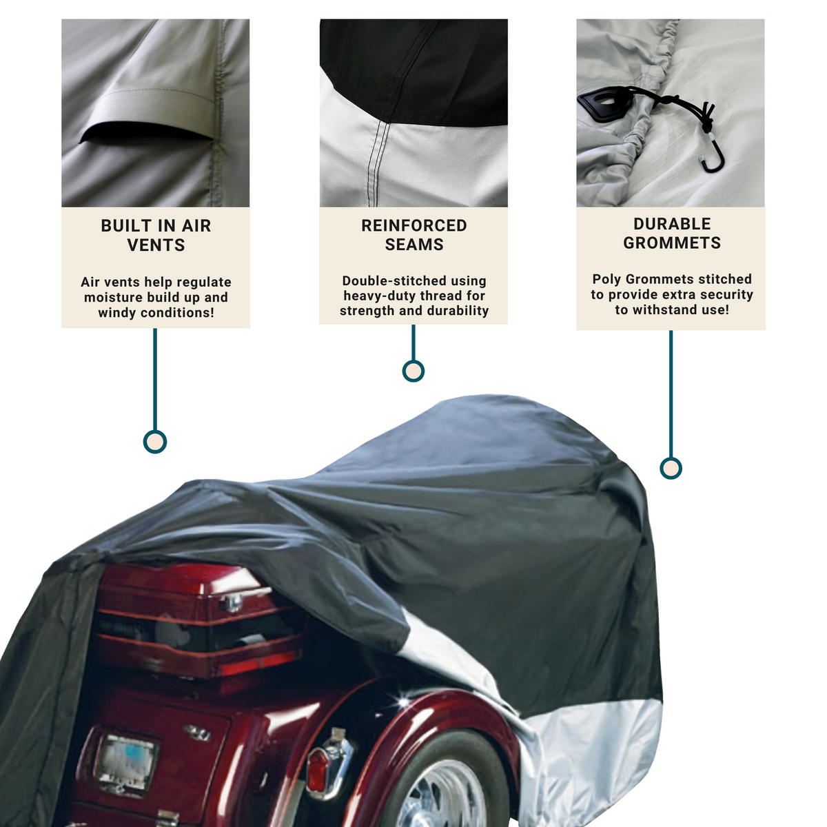 Motorcycle Trike Bike Cover Outdoor Storage Black | Covered Living ...