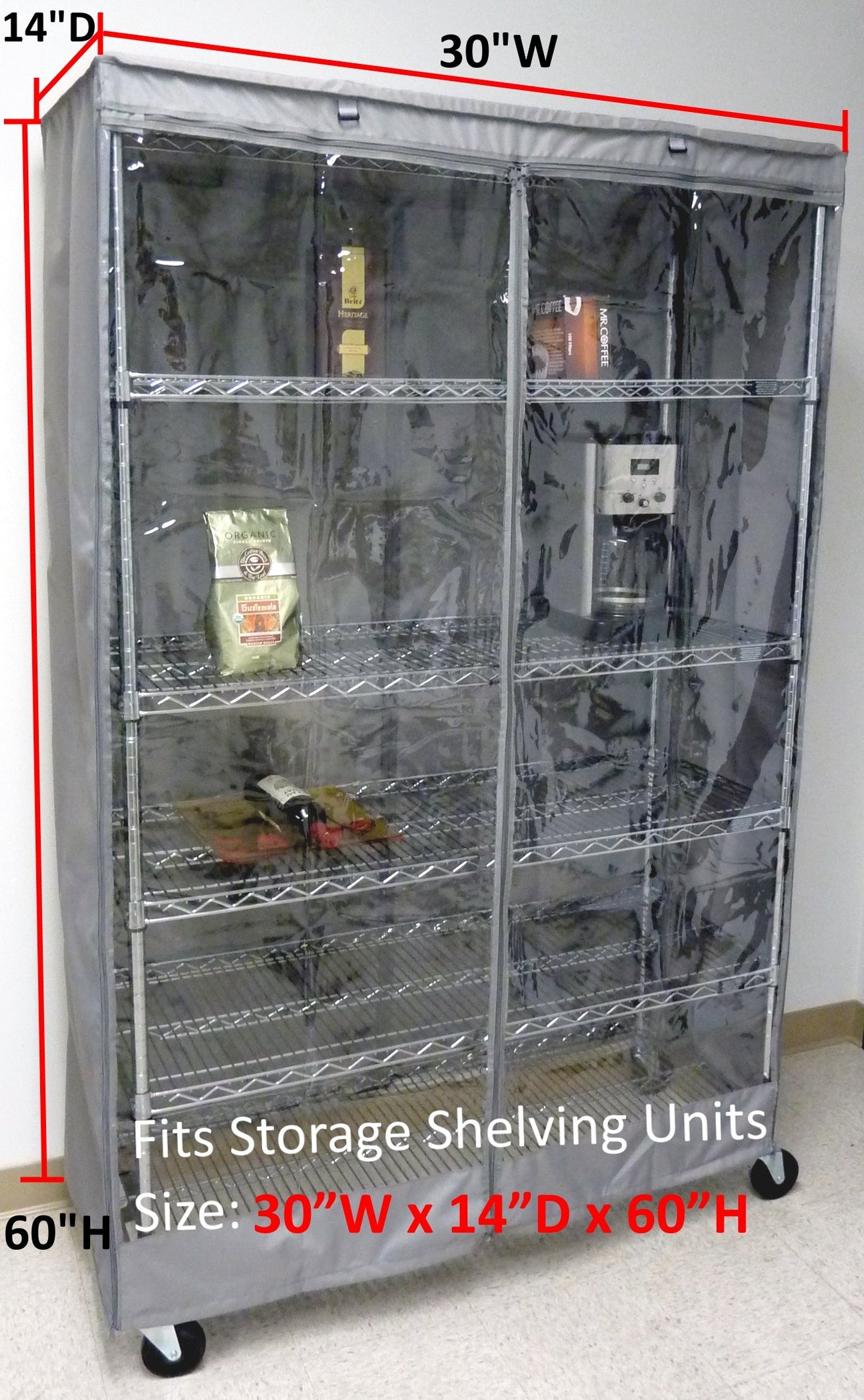 COVER for Wire Shelving Storage Rack Unit with Front See-through Panel ...