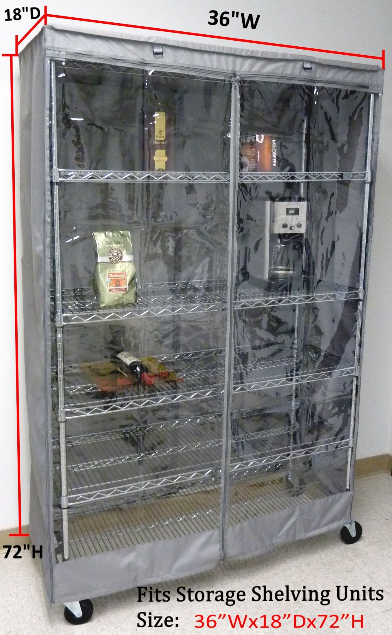 COVER for Wire Shelving Storage Rack Unit with Front See-through Panel ...